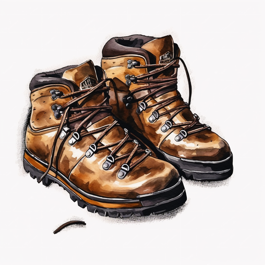 hiking boots, clipart, white background, realistic - Clip Art Library