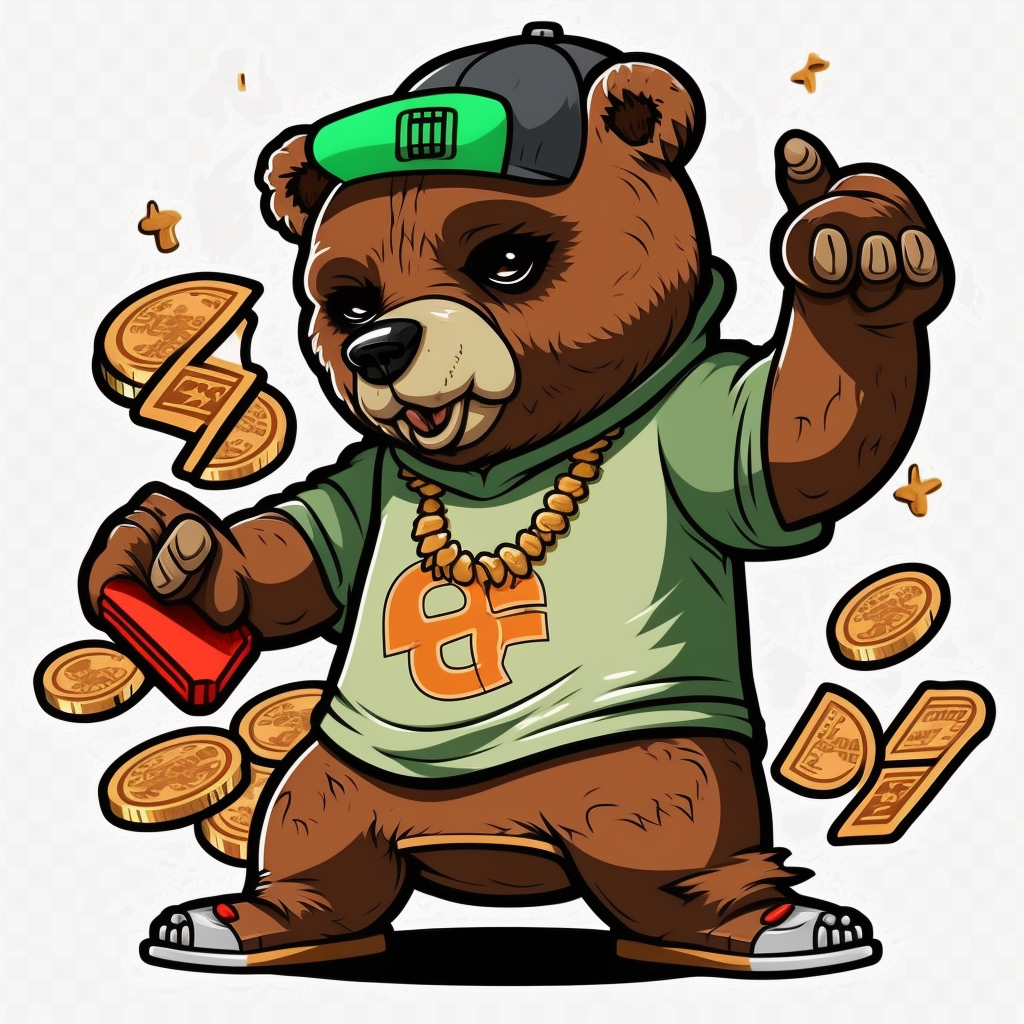 Clipart Bear Counting Money Hip Hop Vector Sticker 8v Logo - Clip Art 