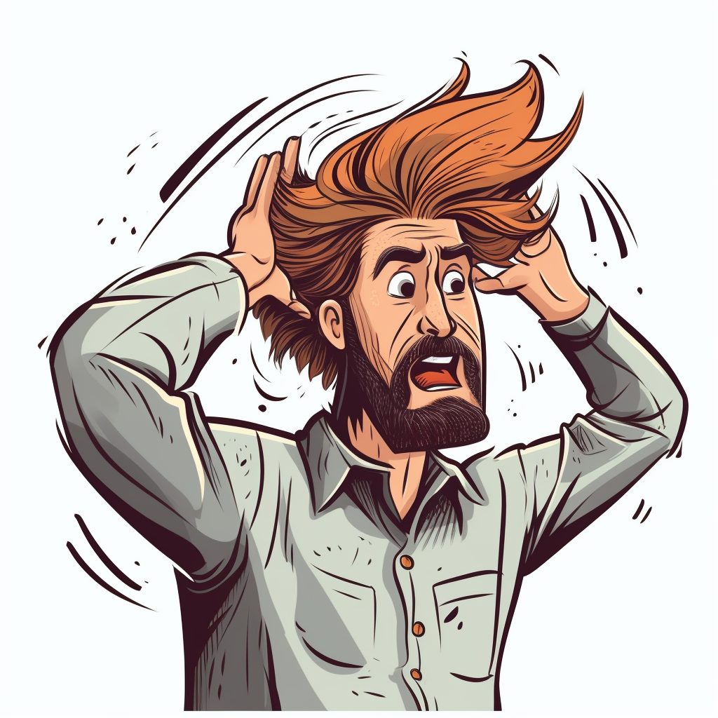 A Cartoon Man Holding His Hair In The Air, Telegram Sticker, Blond ...